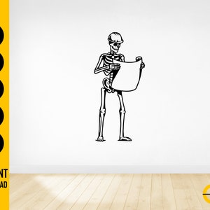 Skeleton Engineer SVG | Construction T-shirt Decal Vinyl Stencil ...