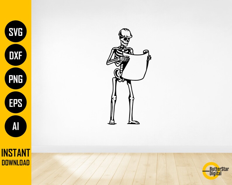 Skeleton Engineer SVG | Construction T-shirt Decal Vinyl Stencil ...