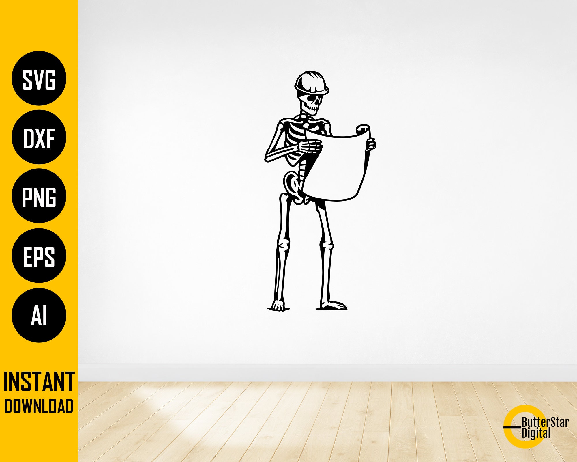Skeleton Engineer SVG | Construction T-shirt Decal Vinyl Stencil ...