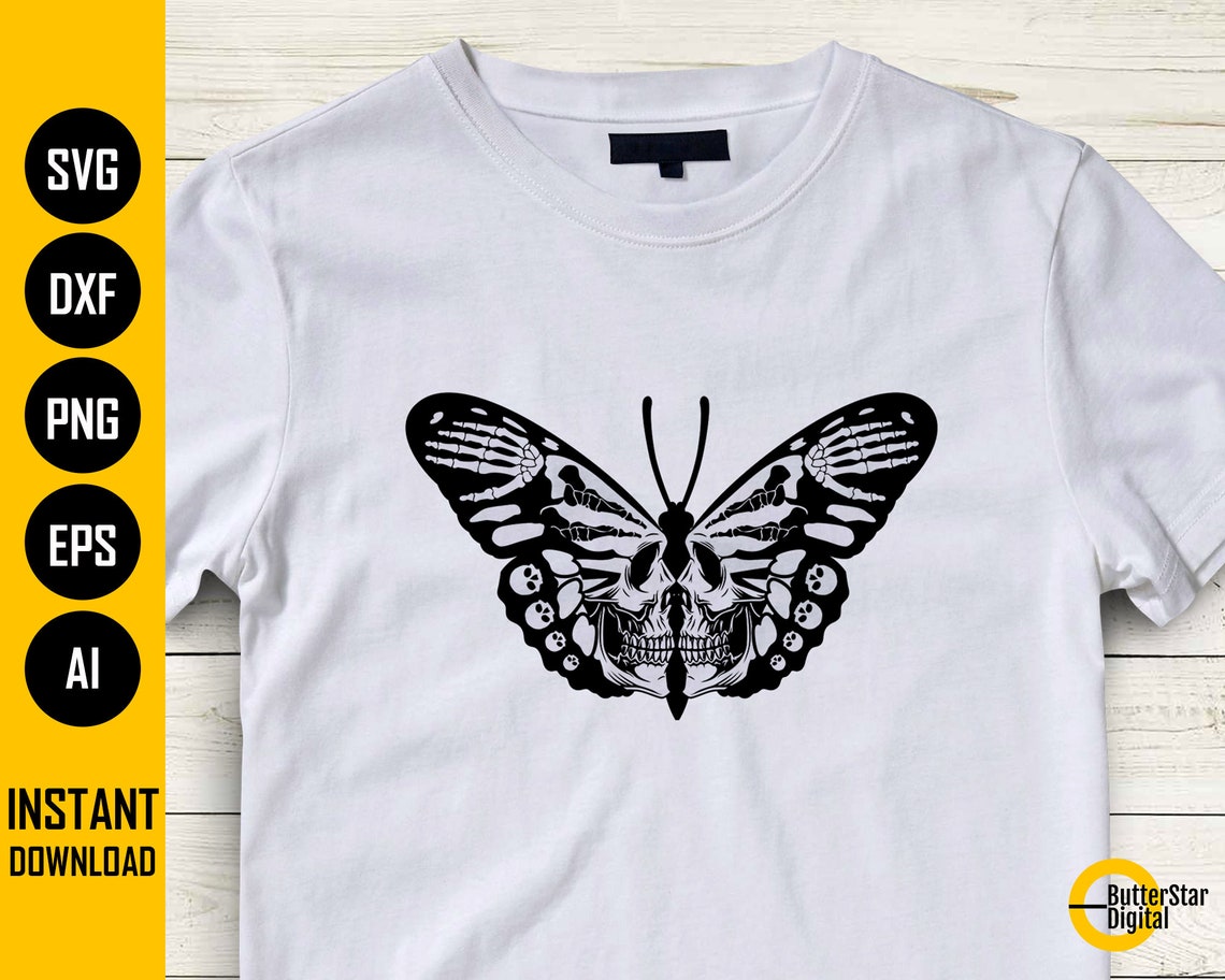 Skull Butterfly SVG | Skeleton SVG | Gothic Decal Shirt Graphics ...