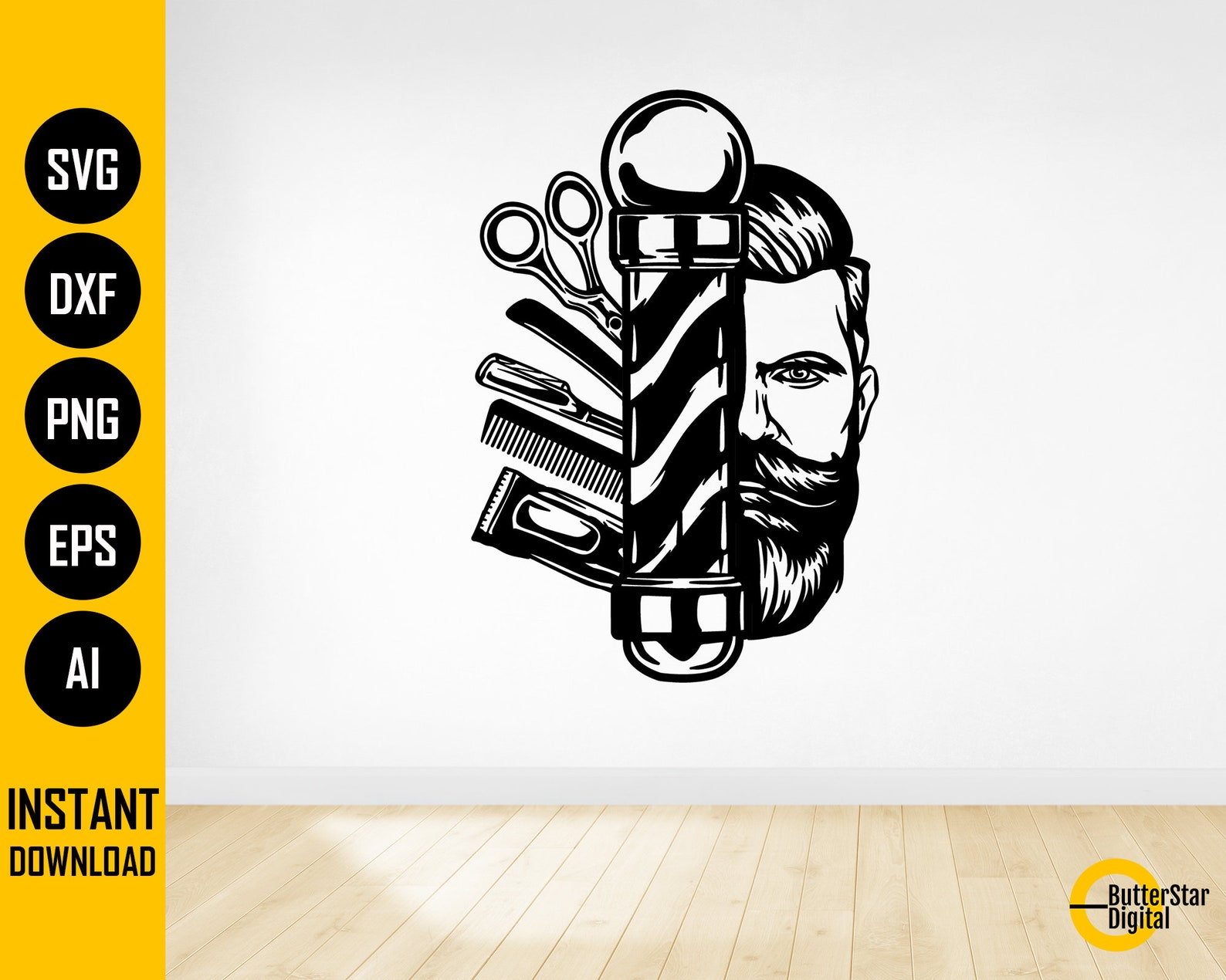 Bearded Barber SVG Barbershop SVG Sharp Razor Blade Shave - Etsy