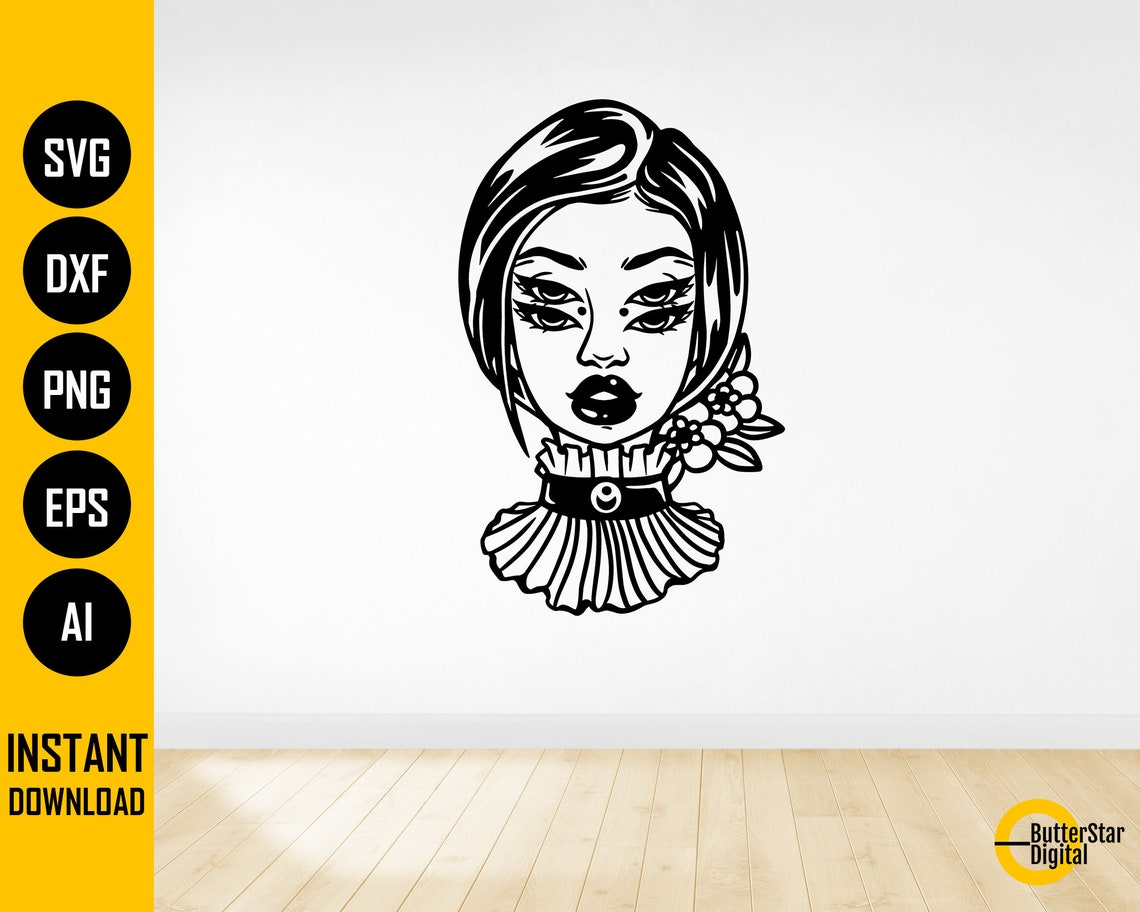 Girl With 4 Eyes SVG Dizzy SVG Goth Woman SVG Pretty - Etsy