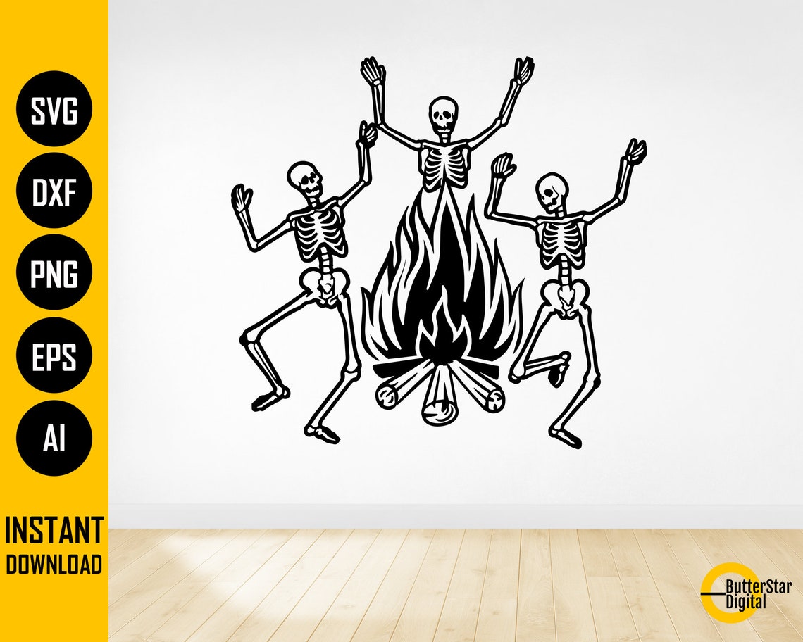 Skeletons Dancing Around Fire SVG Halloween SVG Funny - Etsy