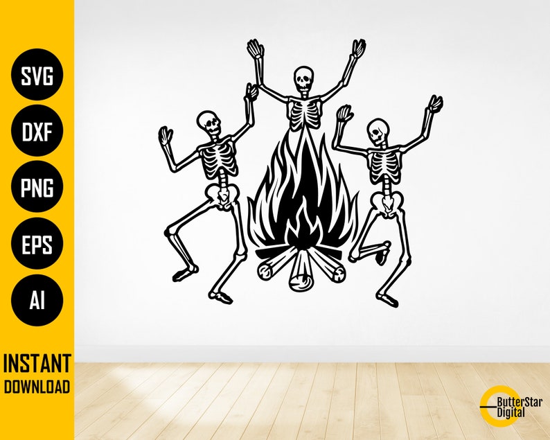 Skeletons Dancing Around Fire SVG Halloween SVG Funny - Etsy