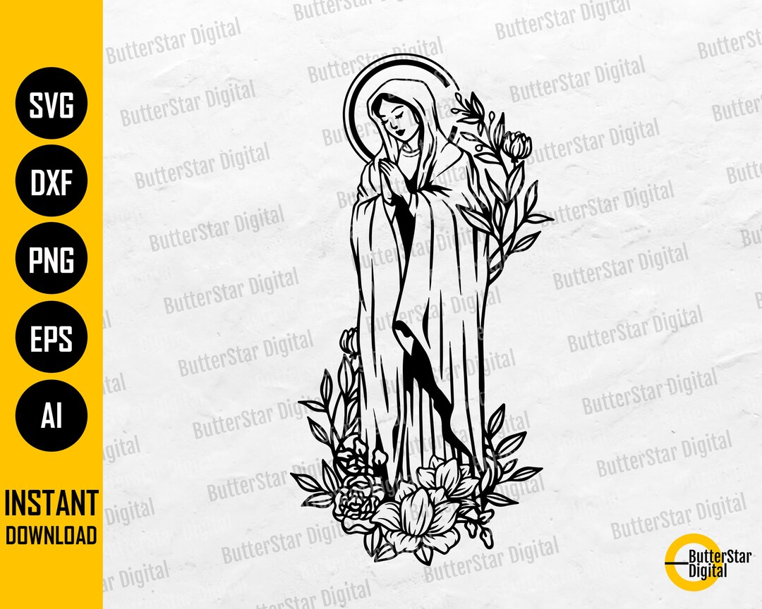 Praying Virgin Mary SVG | Mary Mother of Jesus SVG | Nuestra Señora De ...