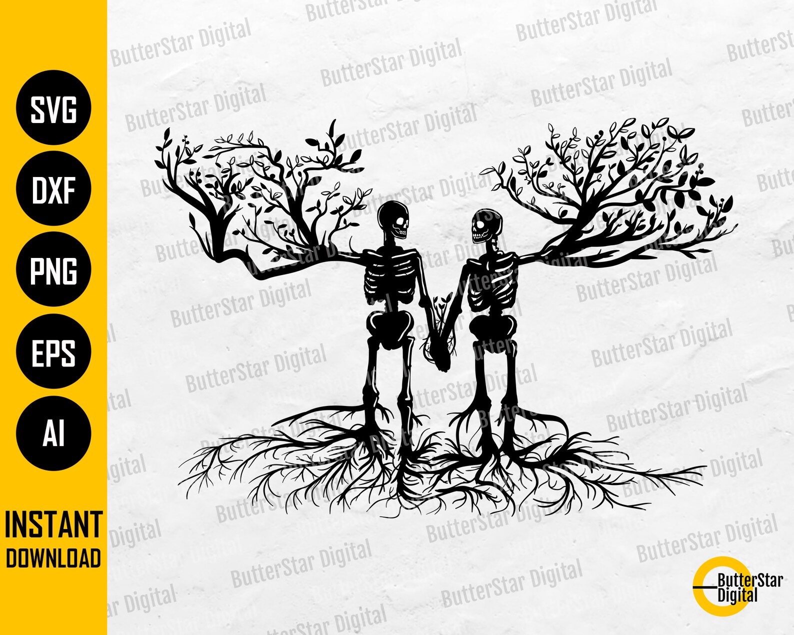 Skeletons Tree SVG | Dead Lovers SVG | Gothic Love Decal Wall Art Decor ...