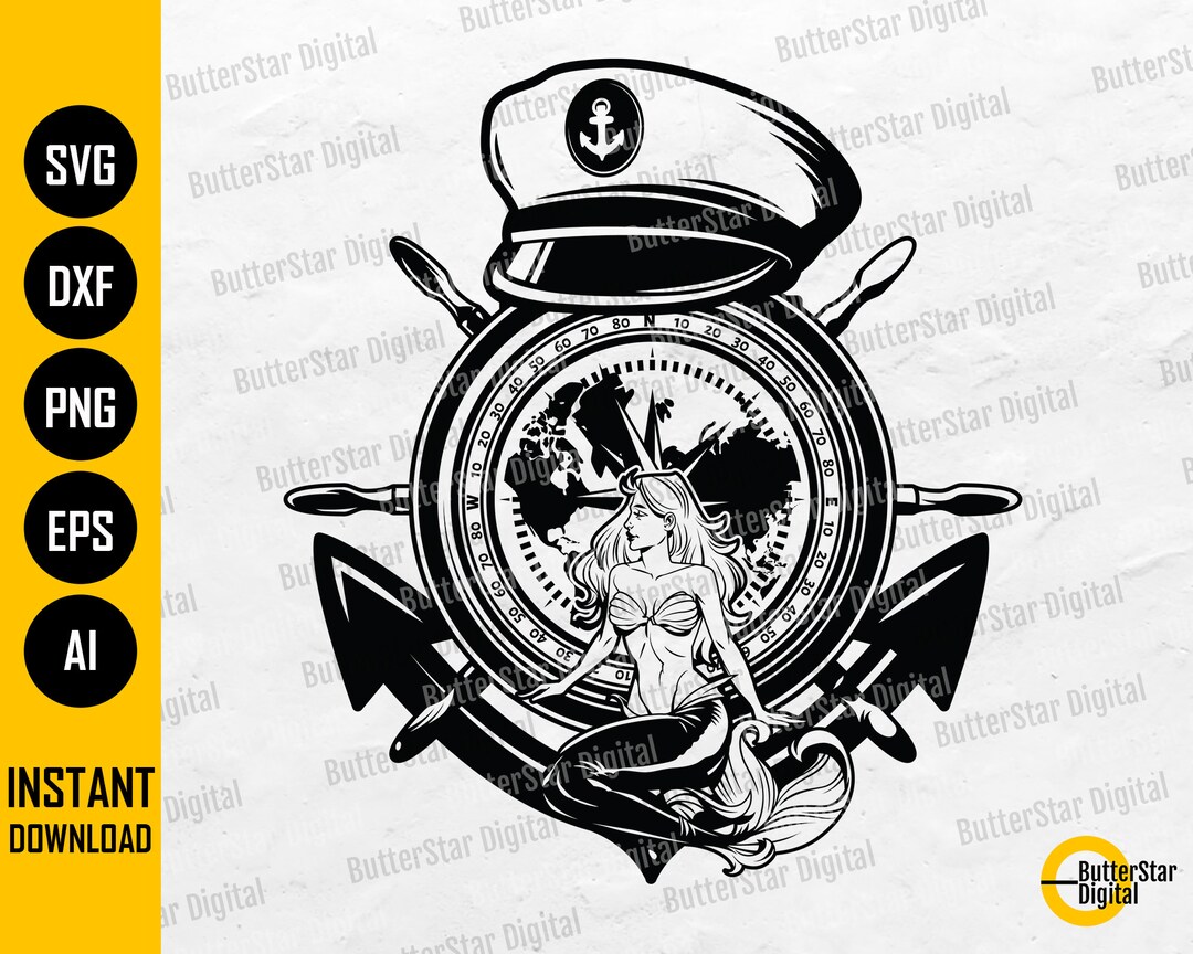 Sailor Anchor Compass SVG | Sail Mermaid Seaman Boat Ocean Sea Ship ...