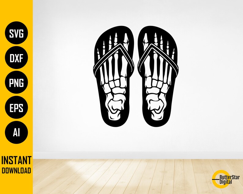 Skeleton Feet in Flip Flops SVG | Ankle Leg Knee Bones Skeletal Body ...