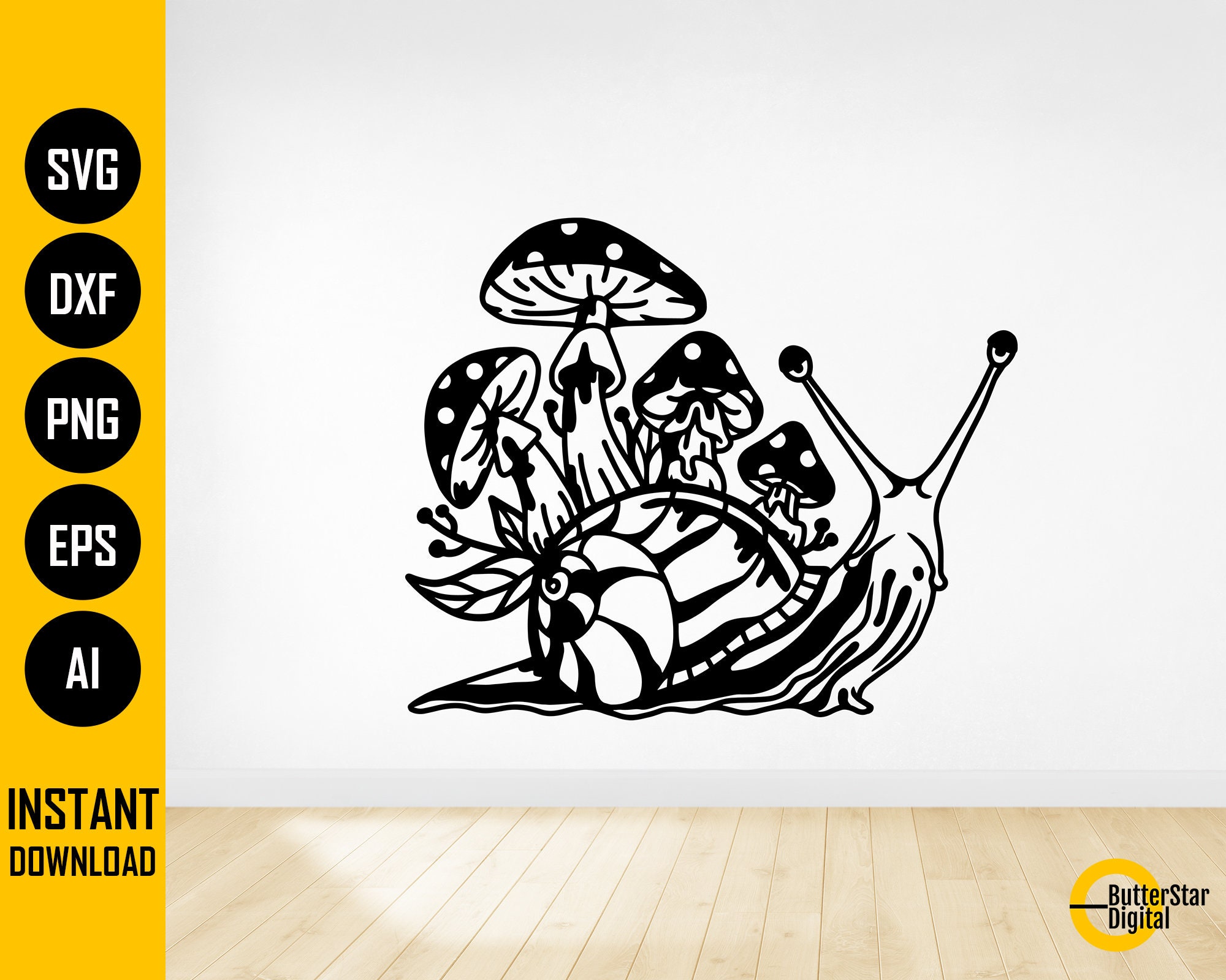 Mushroom Snail SVG | Fungi SVG | Psychedelic SVG | Stoner T-shirt Decal ...