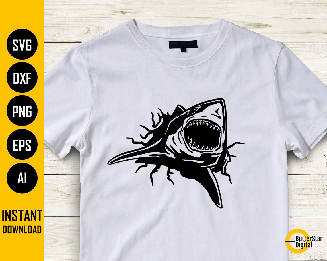 Shark Attack SVG Great White Shark SVG Fish Jaws Scary - Etsy