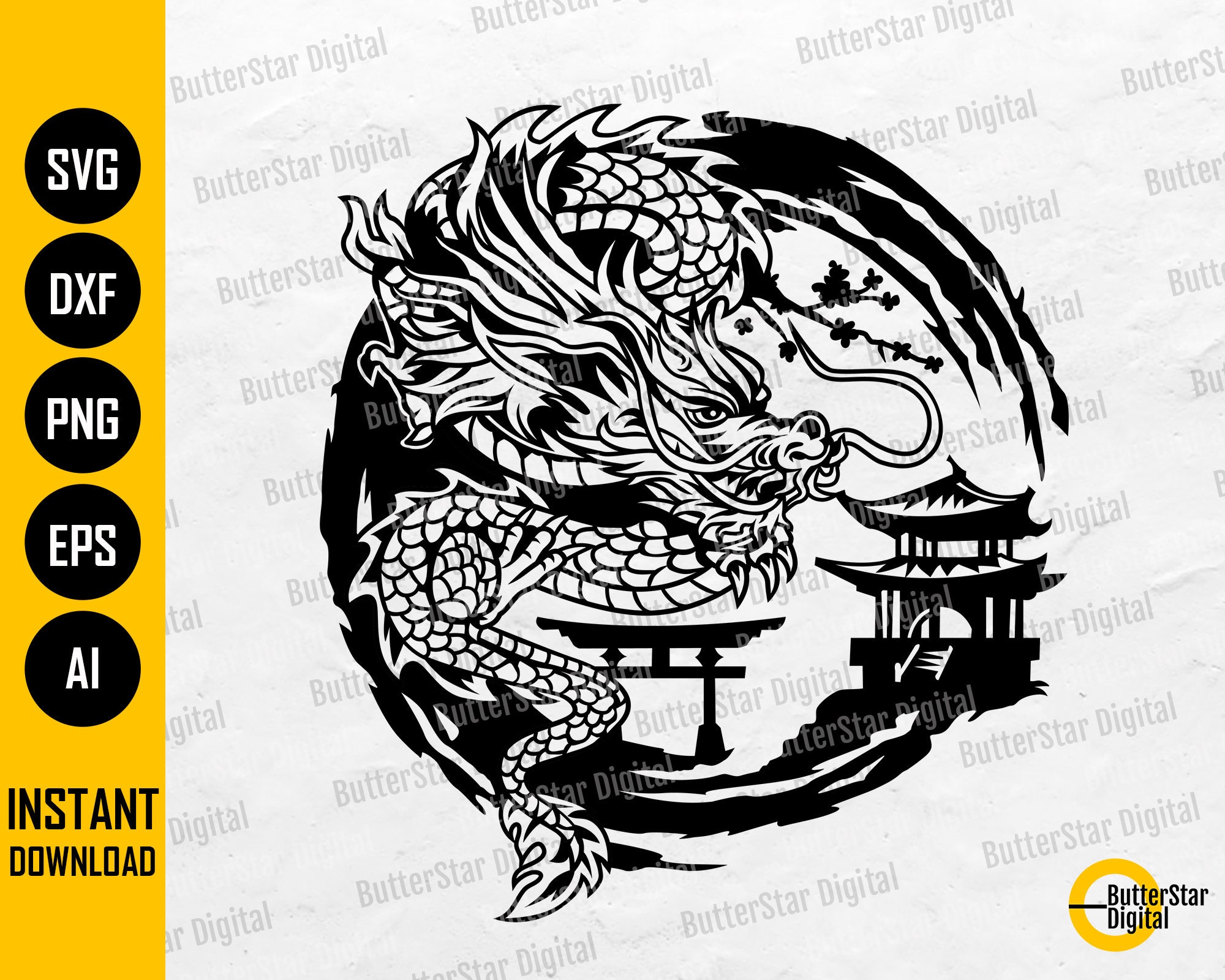 Japanese Dragon Svg Png - Etsy New Zealand