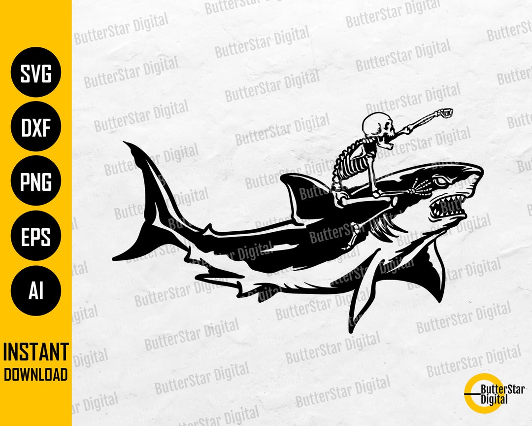 Skeleton Riding A Shark SVG | Funny Beach Sticker Decal T-shirt ...