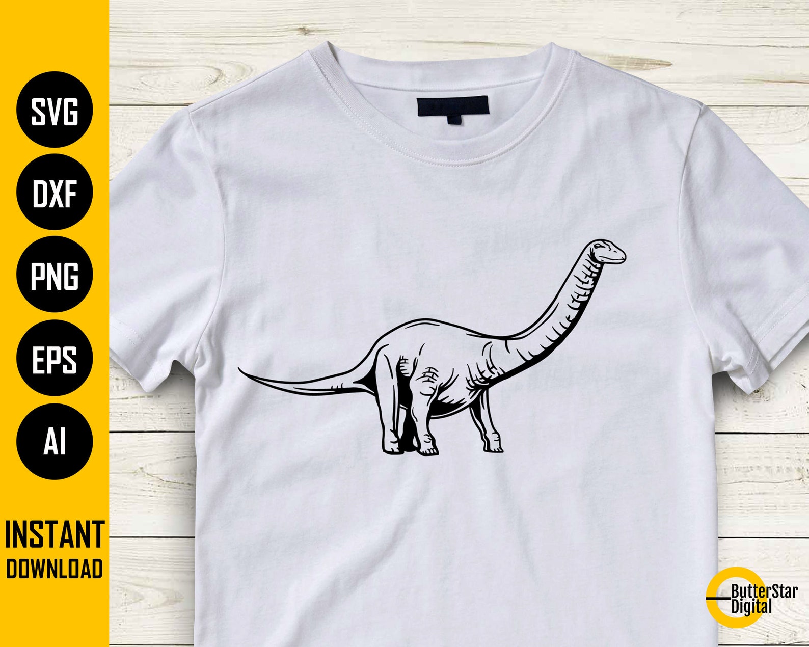 Brontosaurus SVG Dinosaur SVG Dino Vinyl Stencil Line Art | Etsy