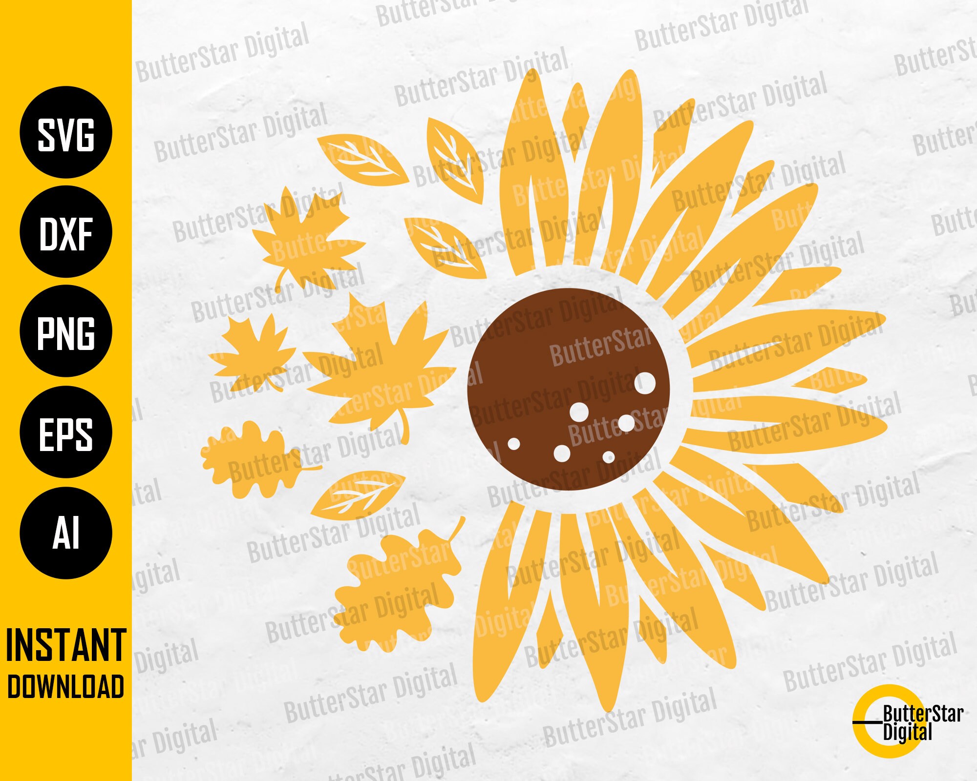 Autumn Sunflower SVG Fall Leaves SVG Floral T-shirt Decal - Etsy