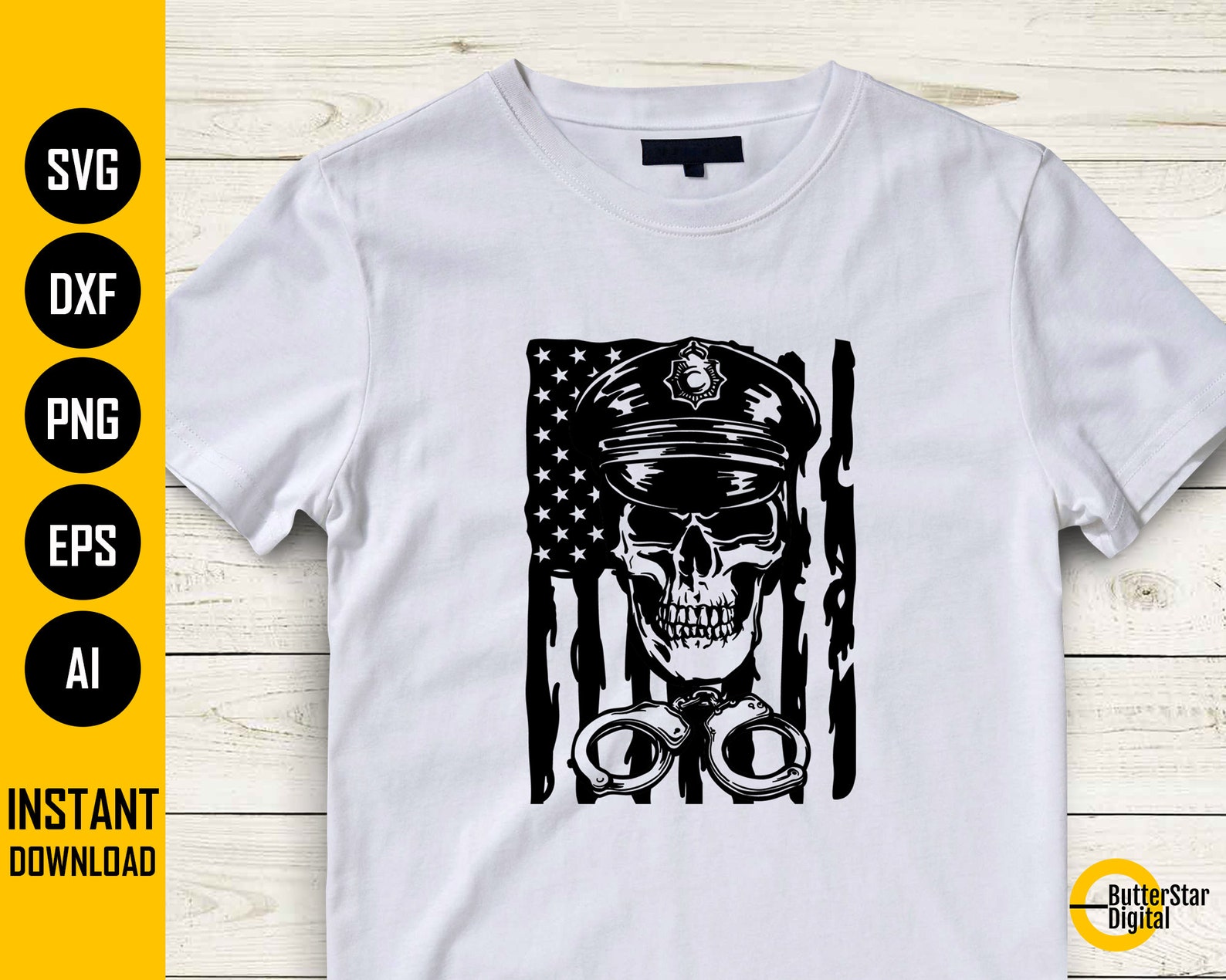 US Police Skull SVG American Cop Svg USA Flag Patrol | Etsy