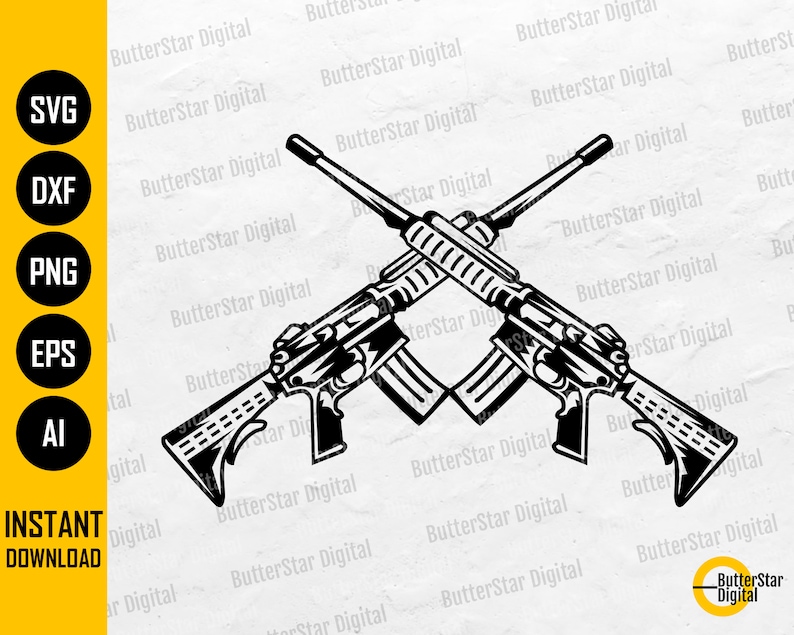 Crossed Rifles SVG Semi Automatic SVG Guns SVG Firearm - Etsy