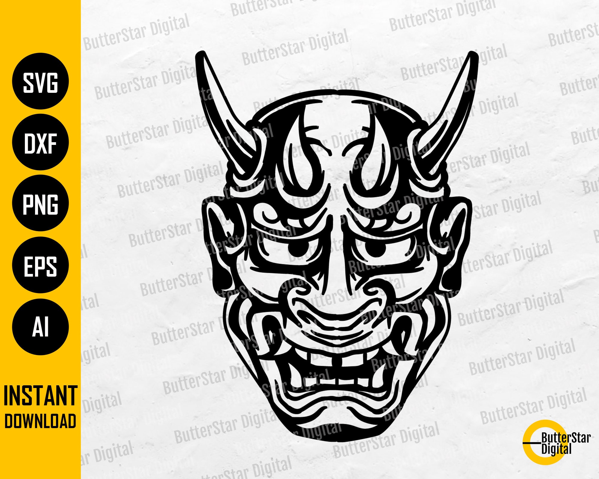 Hannya SVG | Oni Mask SVG | Demon SVG | Japanese T-shirt Vinyl Decal ...