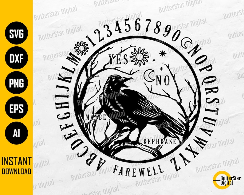 Raven Ouija Board SVG Crow SVG Spirit Board Game SVG - Etsy