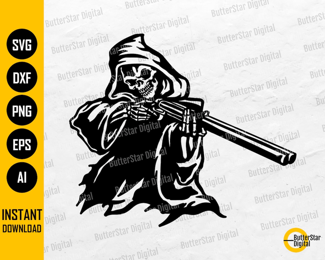 Grim Reaper Shotgun SVG | Killer SVG | Death SVG | Horror T-shirt Decal ...