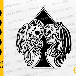 Spade Angel & Devil SVG | Skeleton SVG | Playing Cards Decal T-shirt ...