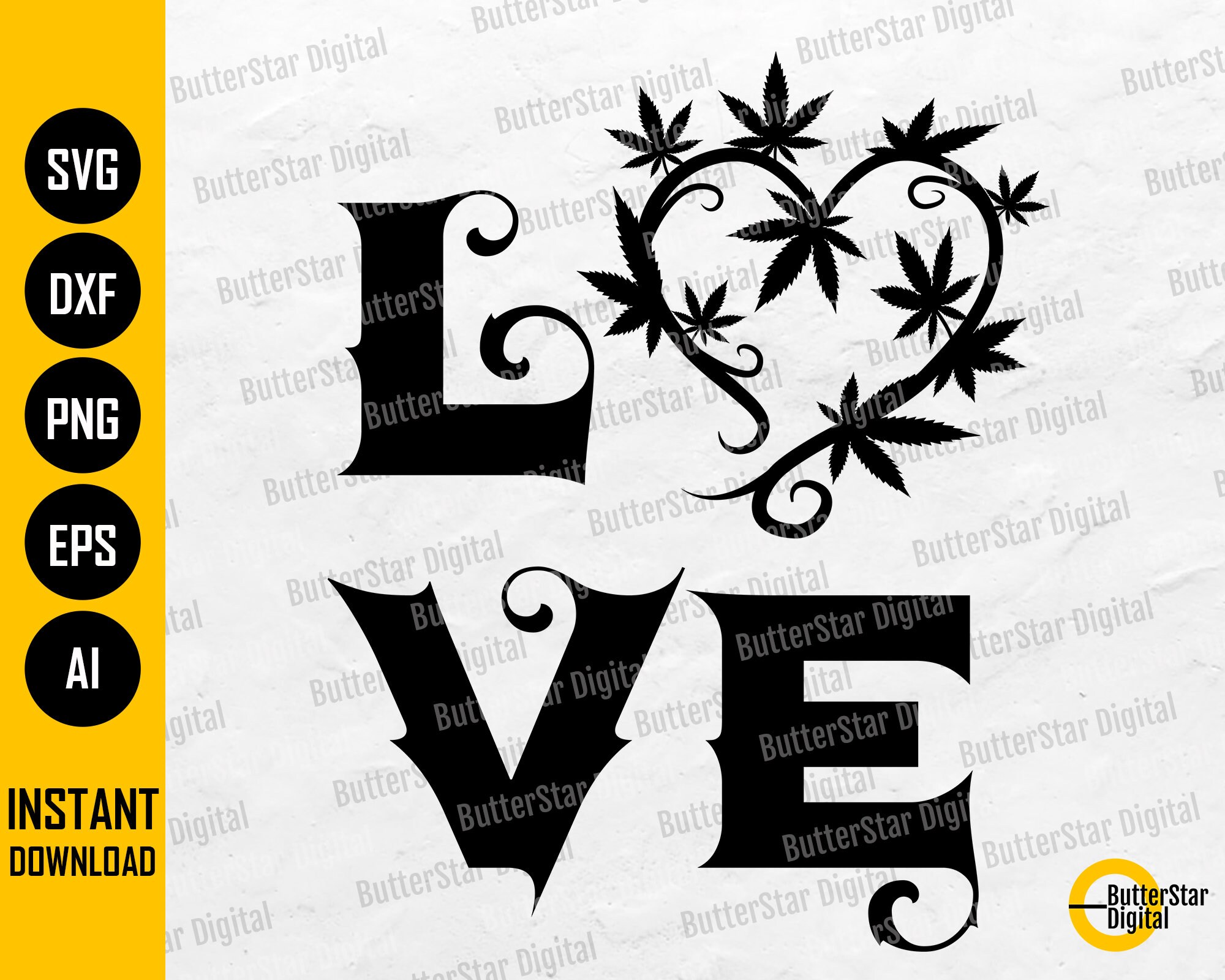 Cannabis Love SVG Marijuana Heart SVG Weed Shirt Sign | Etsy