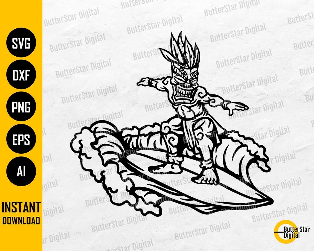 Surfing Tiki Man SVG | Surf Waves Water Riptide Sea Ocean Surfboard ...