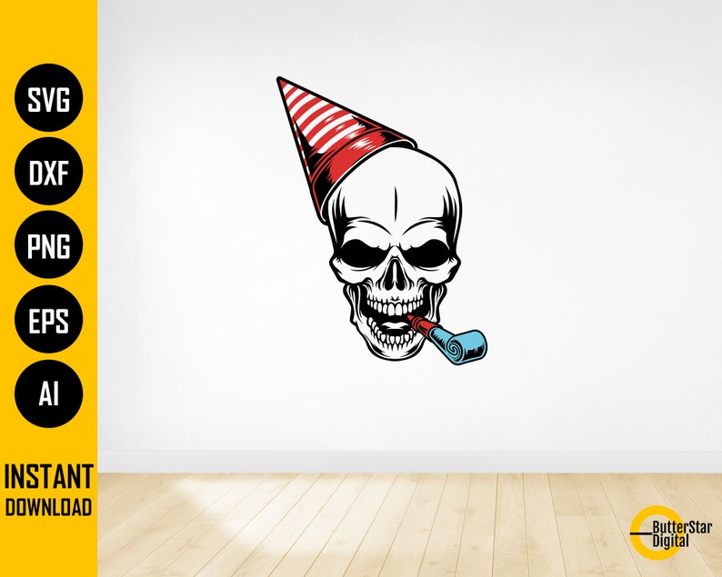 Party Skull SVG Party Hat SVG Party Horn SVG Fun Skull - Etsy