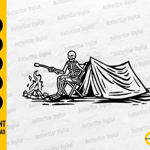 Skeleton Camping SVG | Hiking SVG | Camper T-shirt Graphics Decal ...