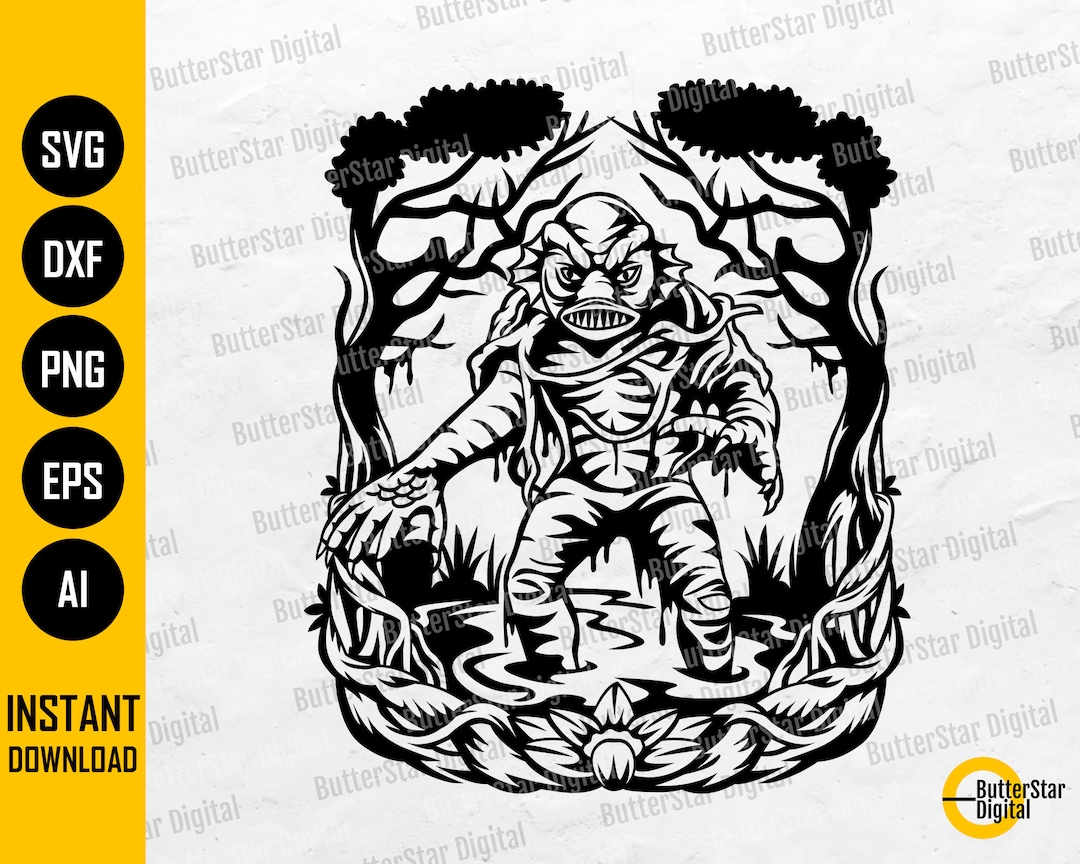 Swamp Monster SVG | Creature of the Lake SVG | Horror T-shirt Decal ...