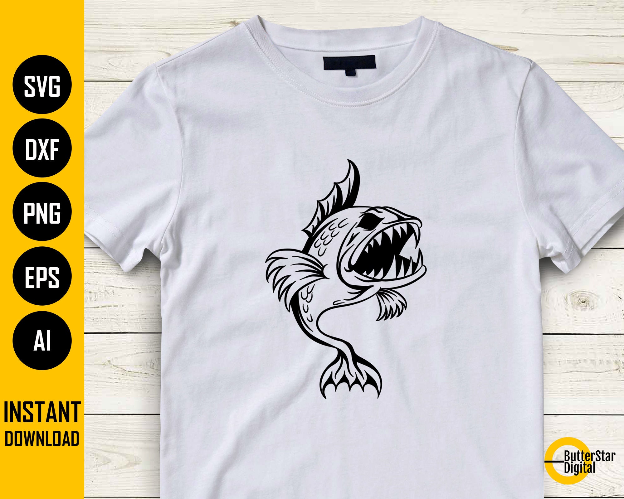 Monster Fish SVG | Sea Monster Decal Graphic Shirt | Cricut Cutting ...