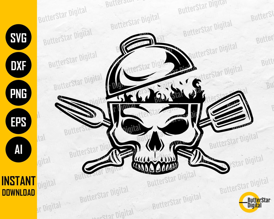 Griller Crossbones SVG | Grill Skull SVG | Grilling T-shirt Apron Decal ...