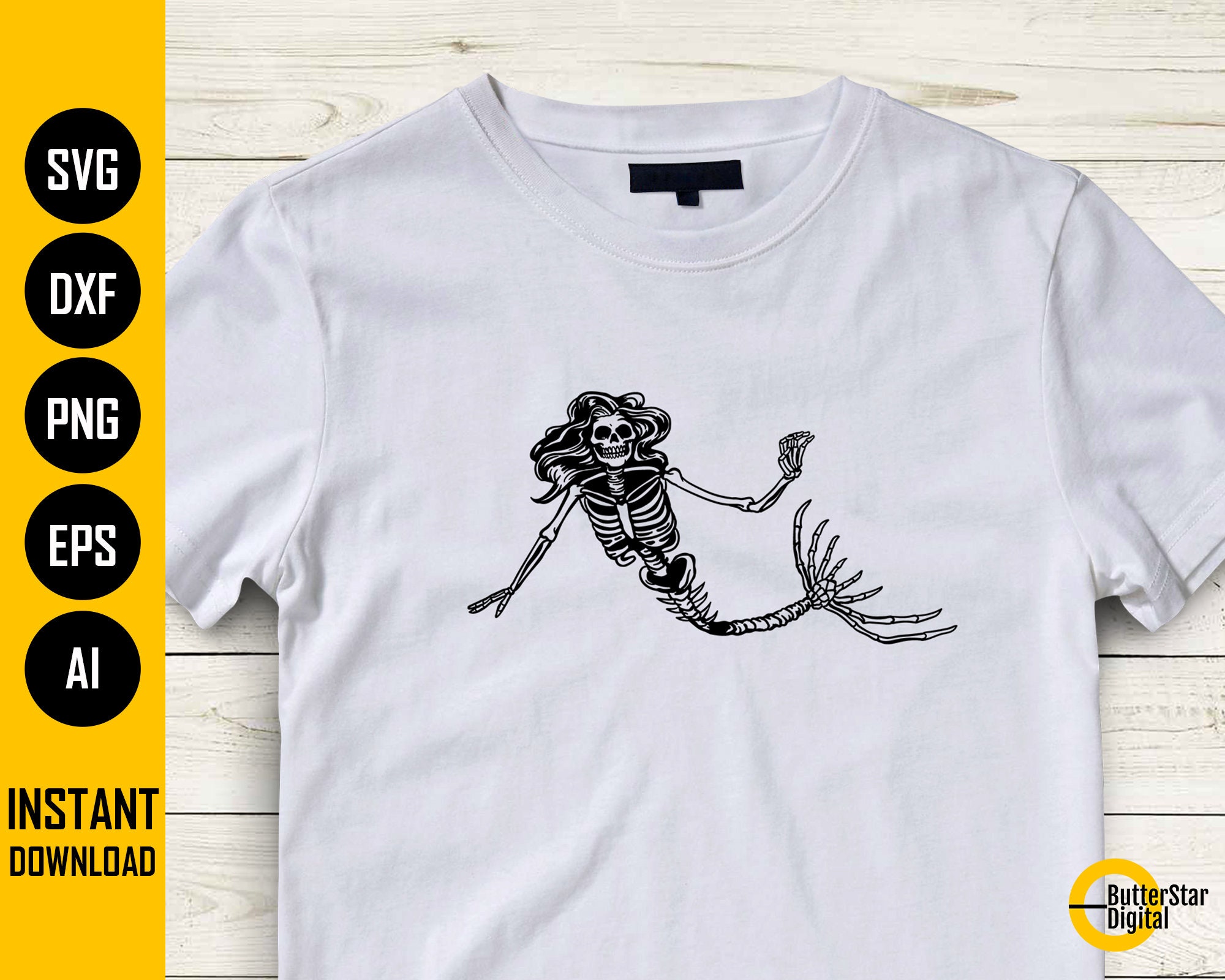 Mermaid Skeleton SVG Sea Monster SVG Gothic Woman SVG - Etsy Ireland