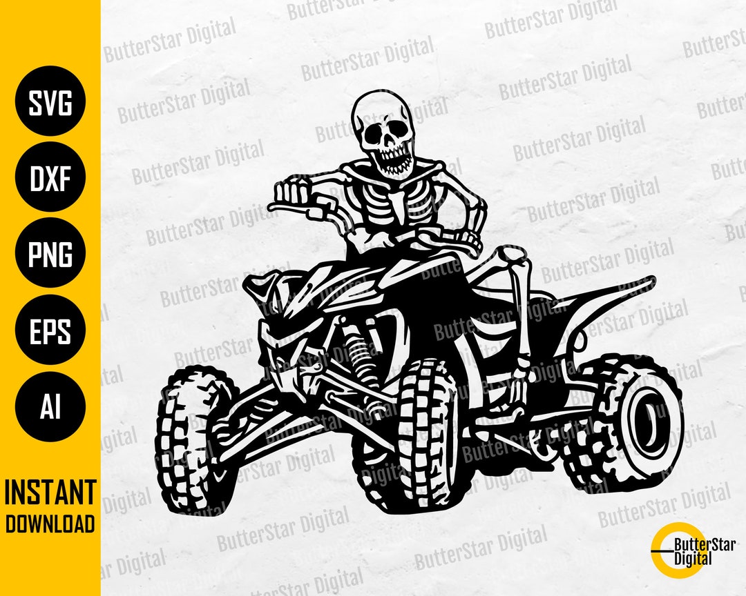 Quad Riding Skeleton SVG | Quad Bike SVG | All Terrain Vehicle Svg ...