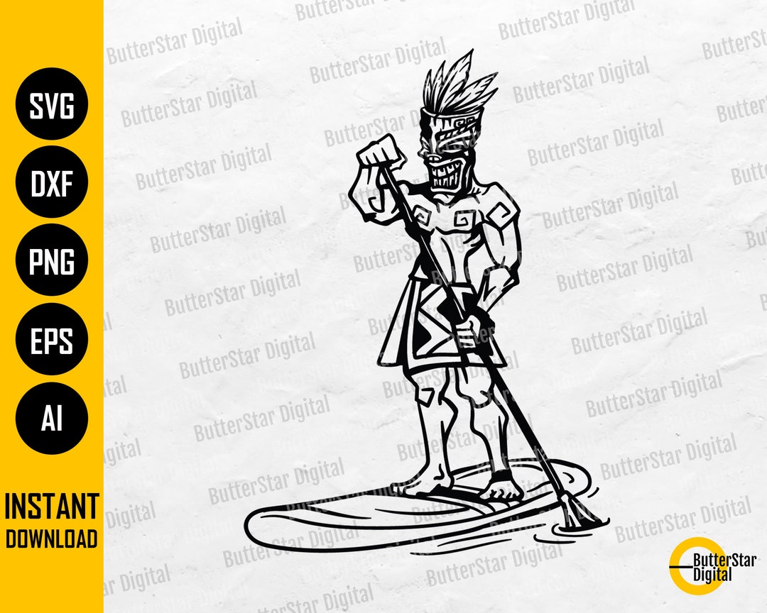 Tiki Man Paddleboarding SVG | Beach SVG | Sea SVG | Ocean Svg | Cricut ...