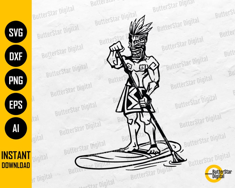 Tiki Man Paddleboarding SVG | Beach SVG | Sea SVG | Ocean Svg | Cricut ...
