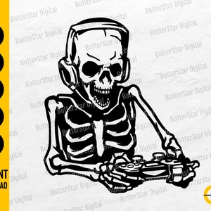 Skeleton Video Game Player SVG | Awesome Funny Gamer T-shirt Decals ...