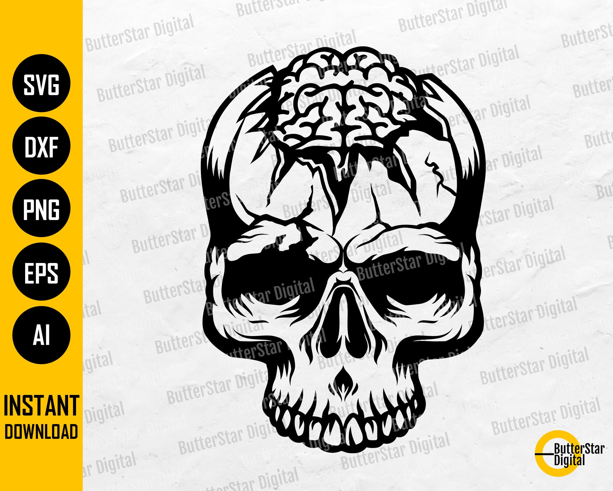 Skull With Brain SVG Skeleton SVG Gothic Decal T-shirt - Etsy