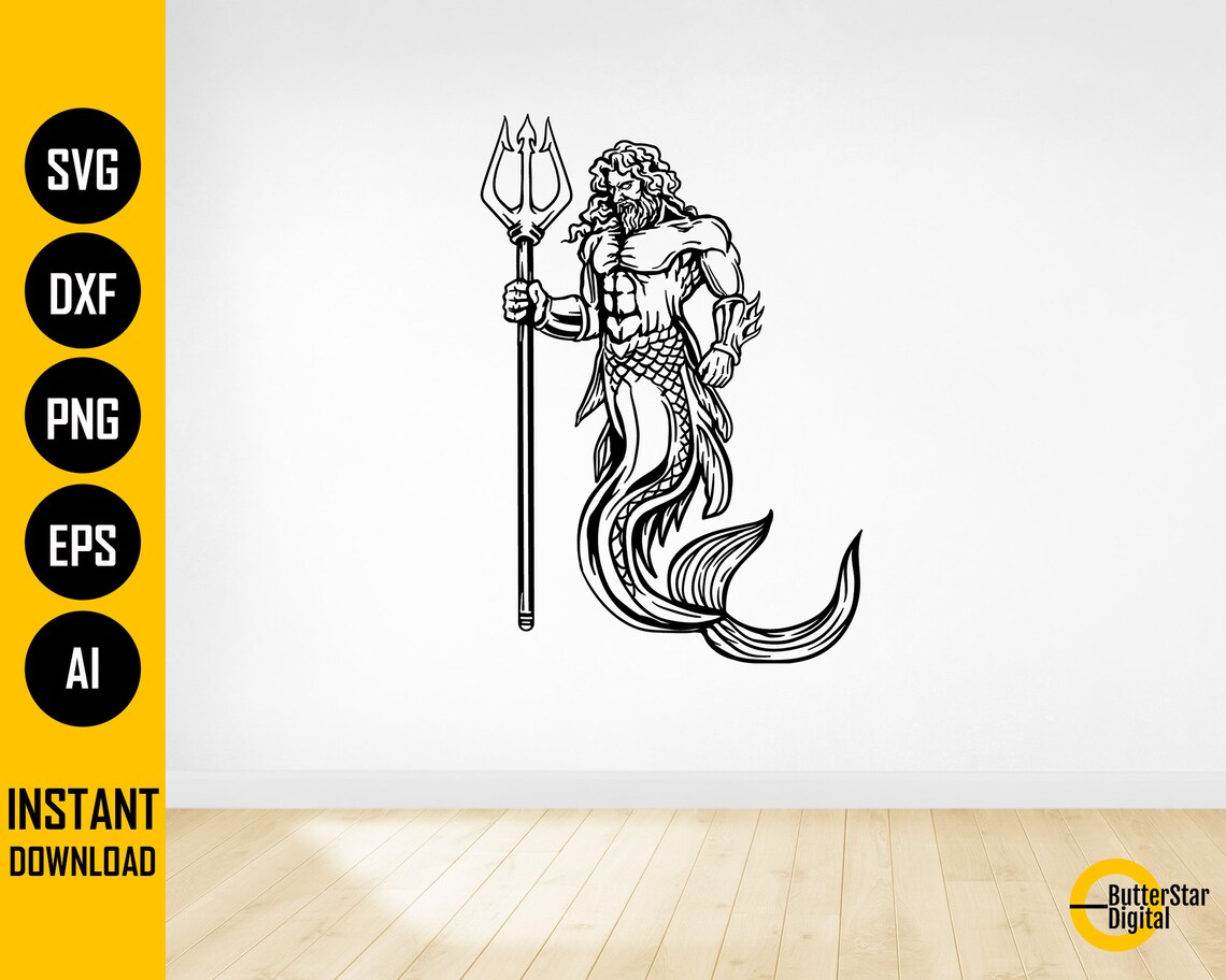 Poseidon SVG Neptune SVG Ocean SVG Greek Roman Sea God - Etsy