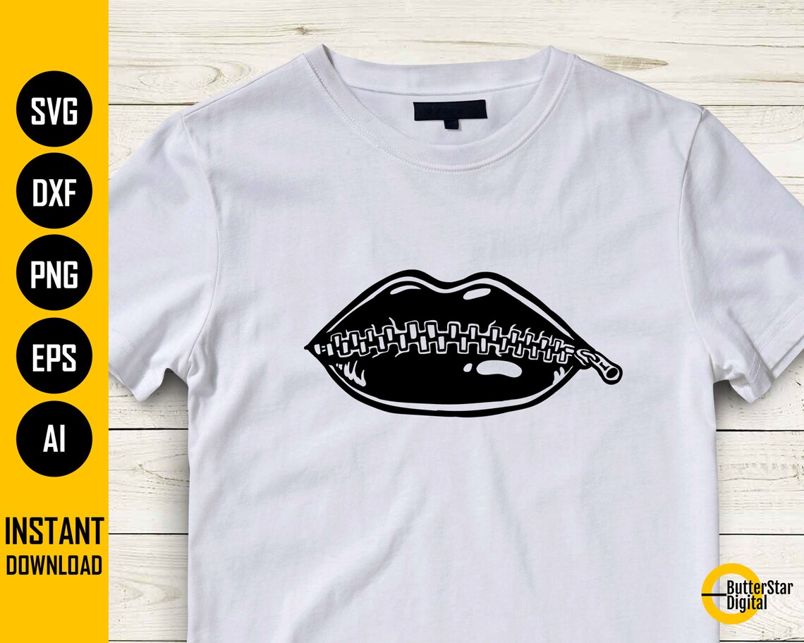 Zipped Lips SVG Zipper SVG Discrete Quiet Silent Hush - Etsy