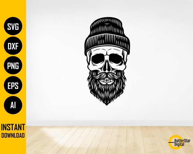 Lumberjack Skull SVG Logger SVG Bearded Skull With Beanie - Etsy
