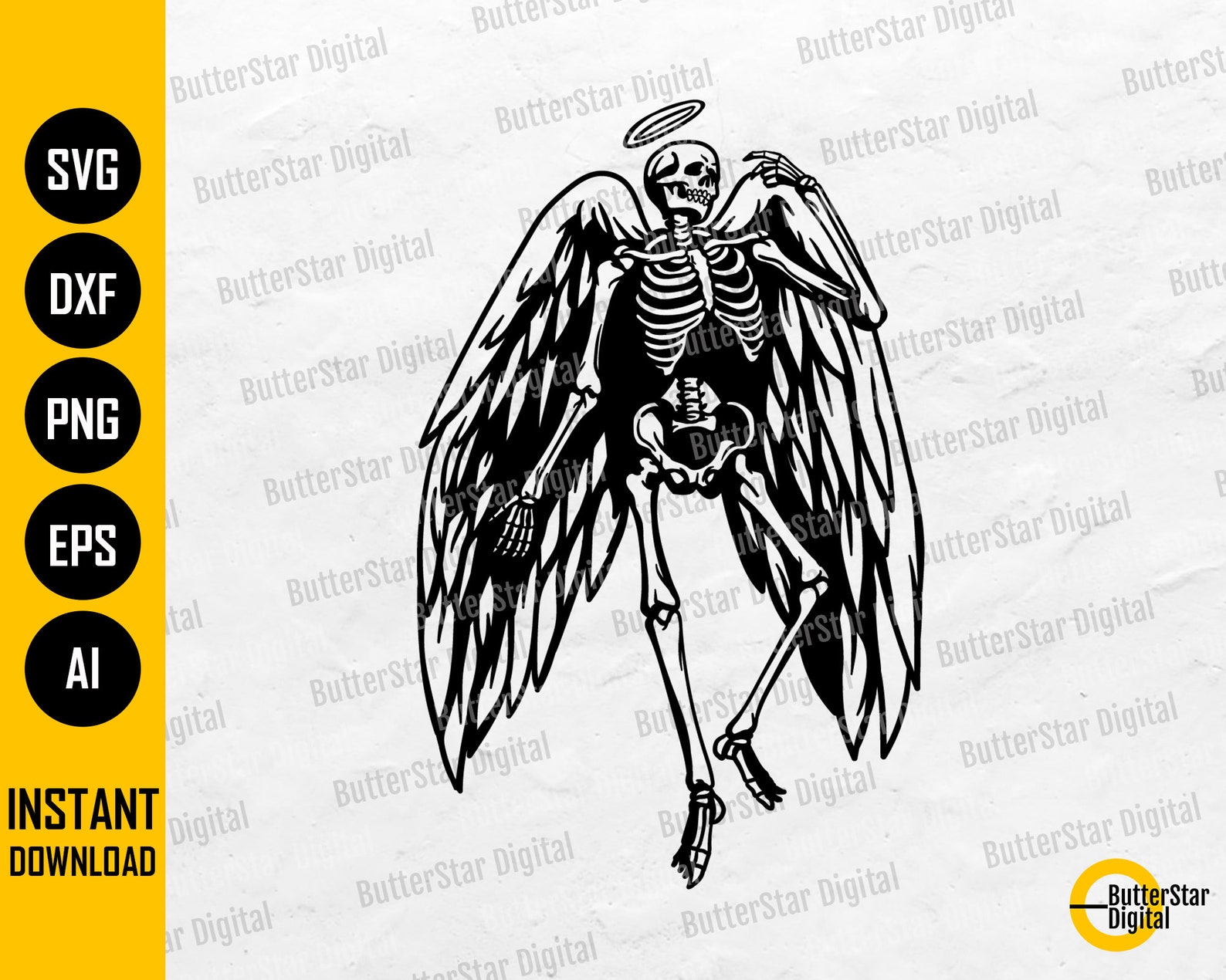 Angel Skeleton SVG | Heaven SVG | Graveyard Loved One Grave Soul Ghost ...