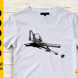 Skeleton Pool Player SVG | Cue Ball SVG | Billiards T-shirt Decal ...