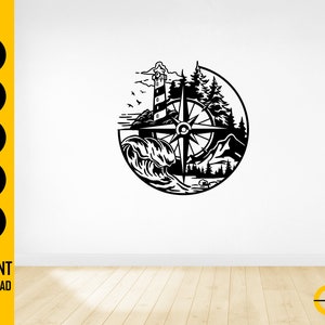 Lighthouse Compass SVG | Fisherman SVG | Lighthouse SVG | Cricut Cut ...