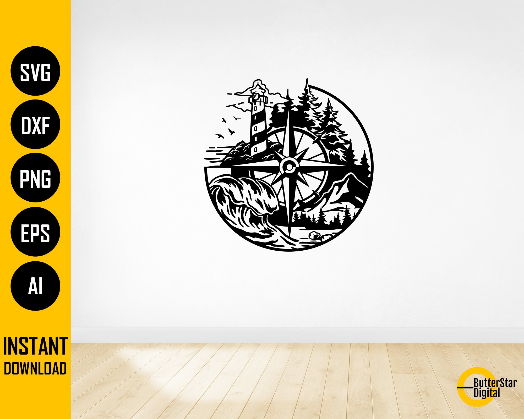 Lighthouse Compass SVG | Fisherman SVG | Lighthouse SVG | Cricut Cut ...