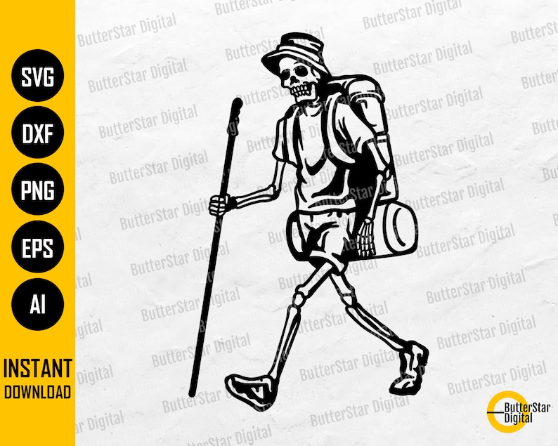 Skeleton Hiker SVG Hiking SVG Camping T-shirt Vinyl - Etsy