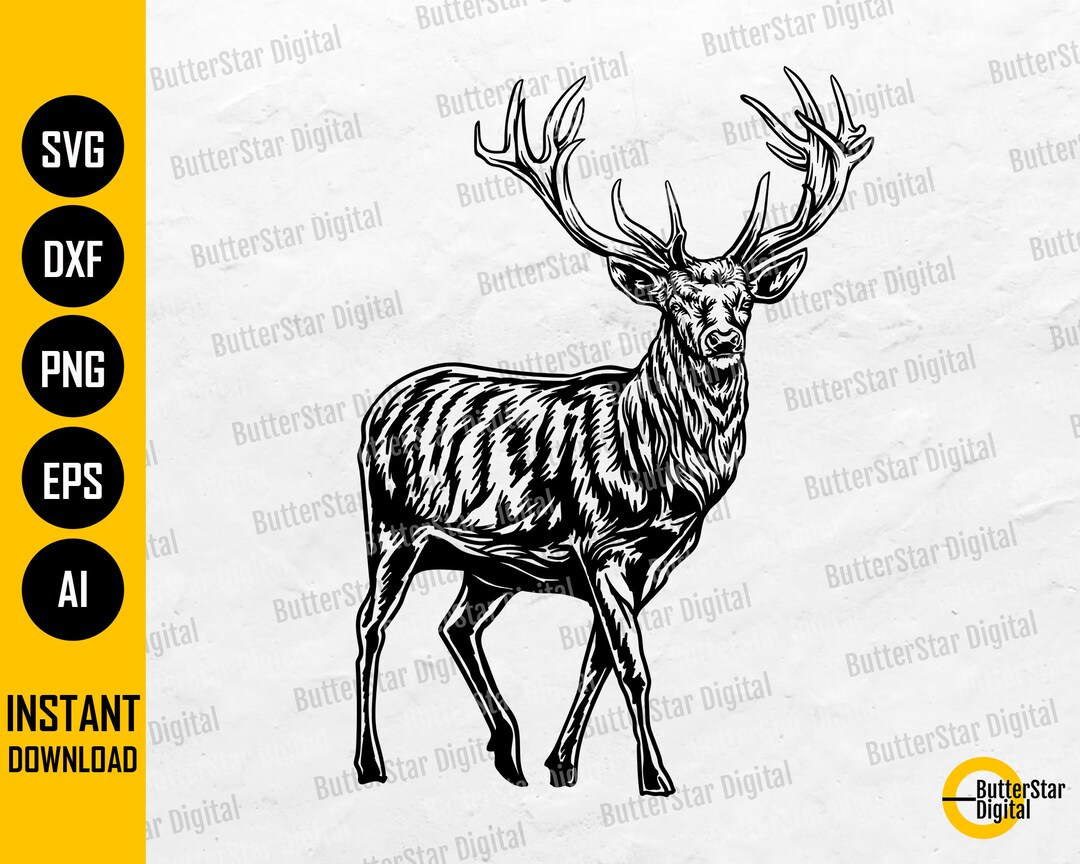 Reindeer SVG File | Deer SVG | Reindeer Vinyl Stencil Illustration ...