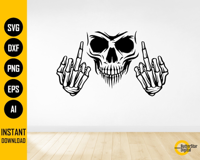 Skull Middle Finger SVG Skeleton SVG Skeletal SVG Cricut - Etsy