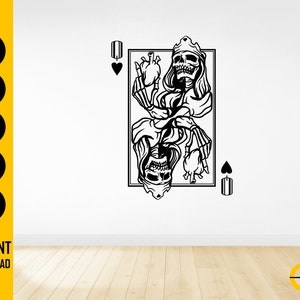 Skeleton Queen of Hearts SVG | Gothic Playing Cards Decal T-shirt ...