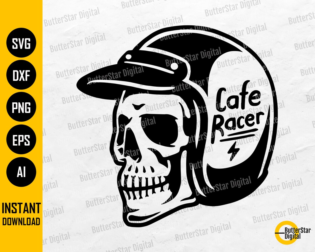 Cafe Racer Skull SVG | Skeleton Motorcycle Rider SVG | Chopper ...