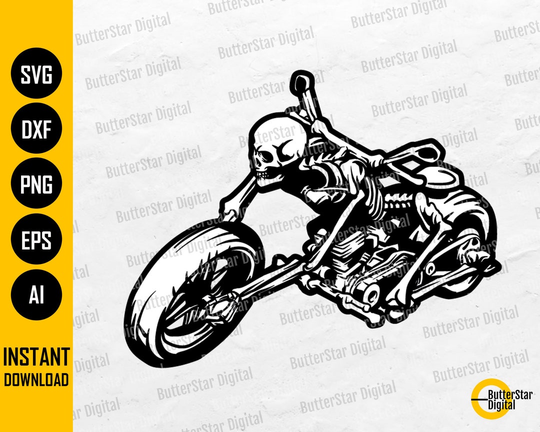 Skeleton Motorcycle SVG | Biker SVG | Gothic Motorbike Hog Rider ...